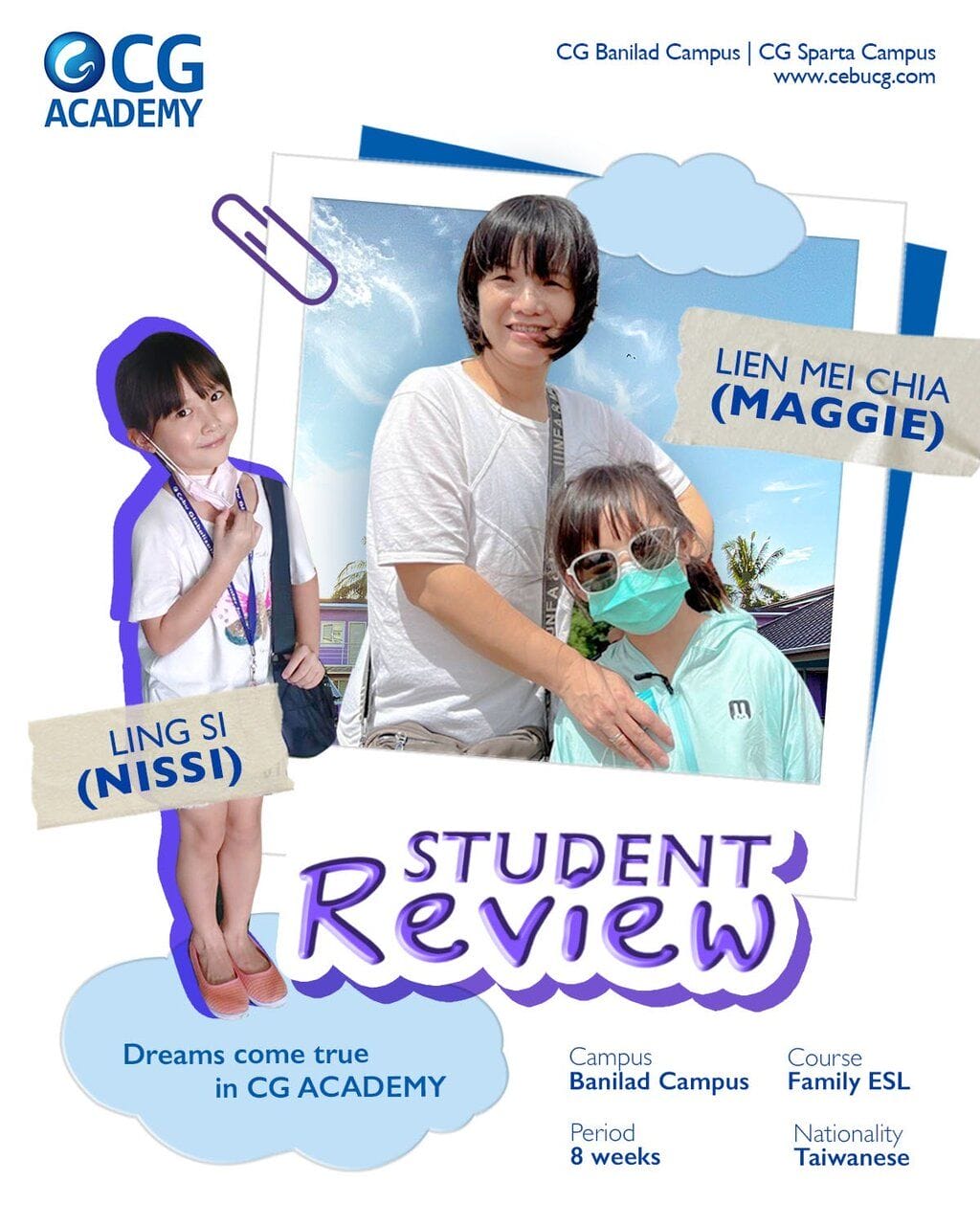 【CG ESL Center Banilad Campus】台湾人学生の親子留学体験談 | ブログ | 海外格安英語留学とワーホリの手続きサポートならお任せ下さい